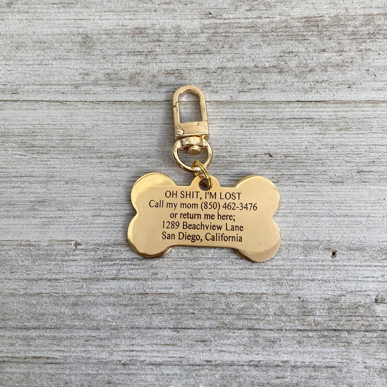 Custom Dog Tag in Gold Silver Rose Gold or Black Engraved | Etsy