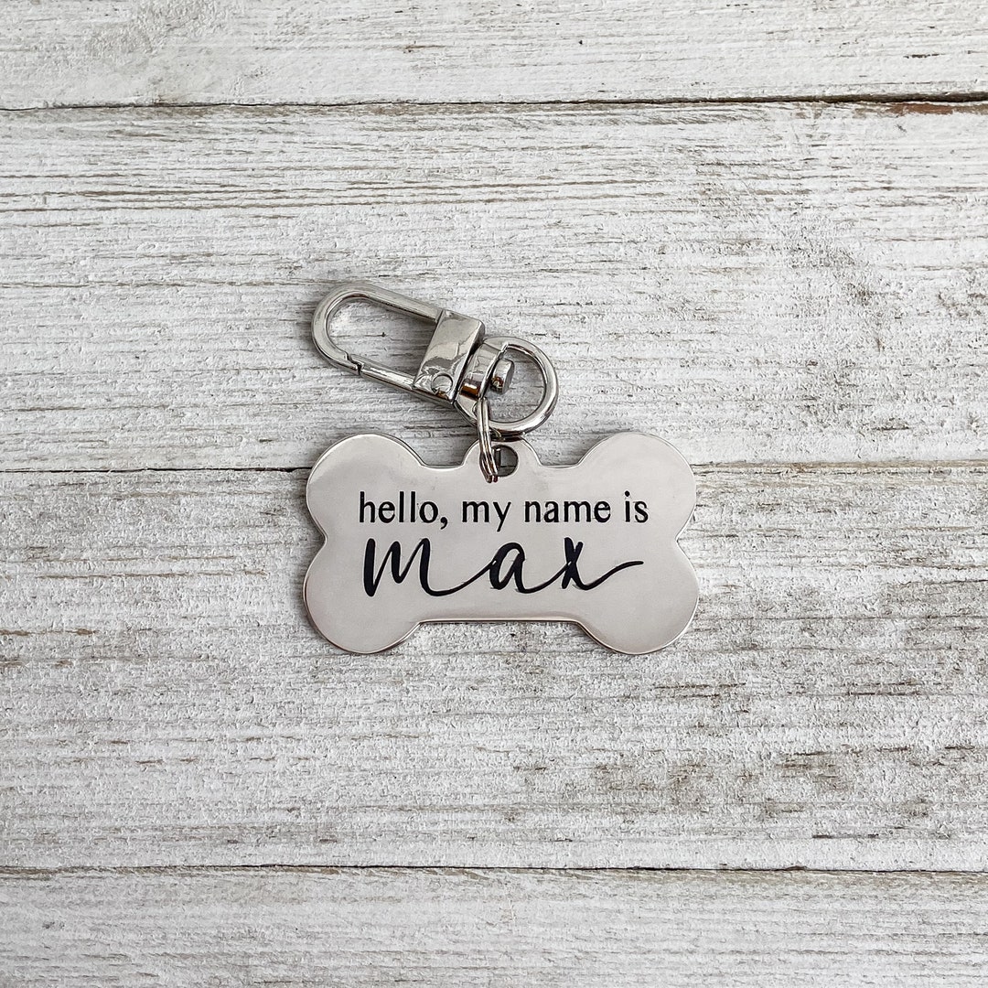 Large Dog Bone Tag, Silver Bone Tag for Dogs, Personalized Dog Tag ...