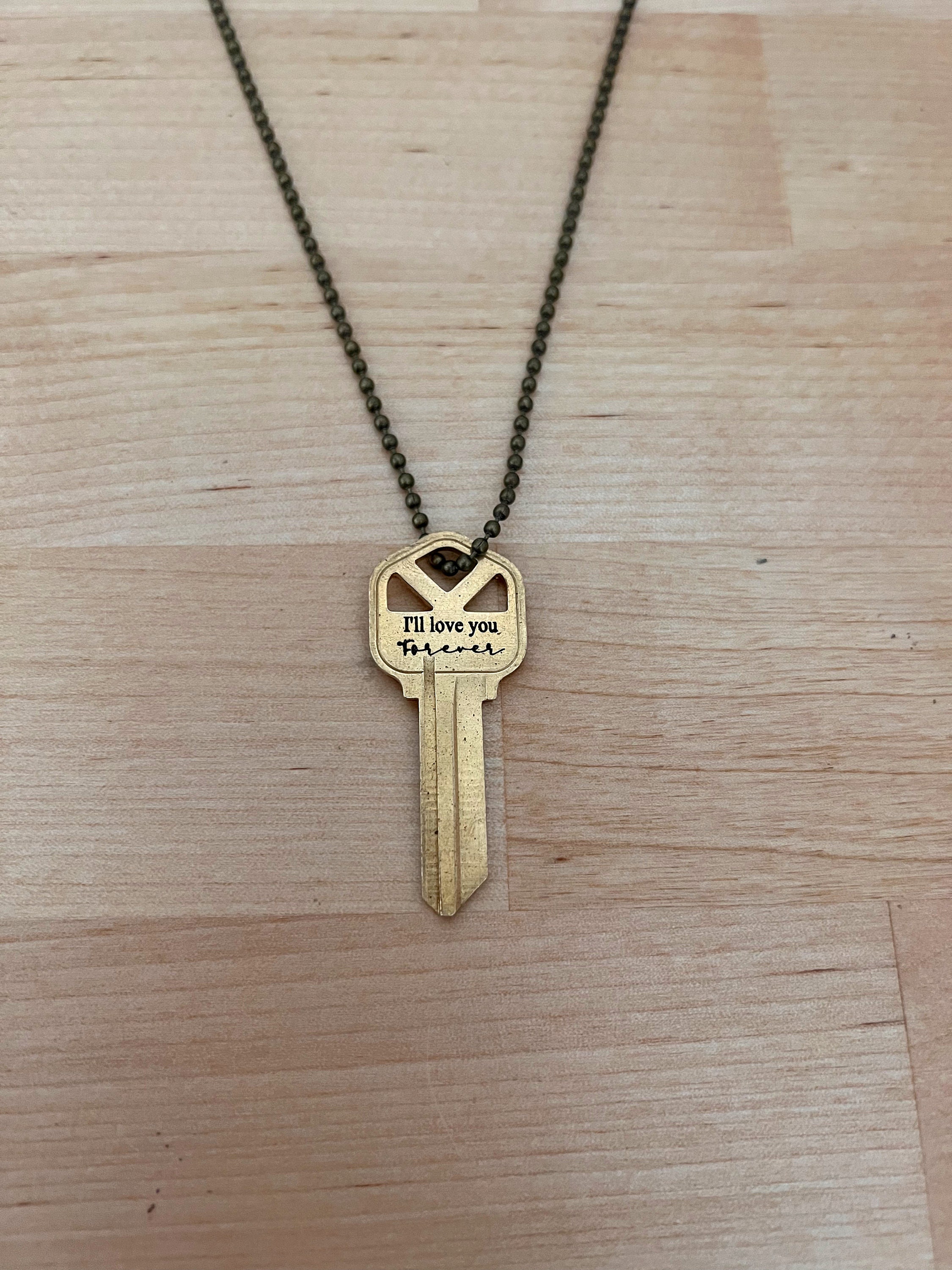 Key Necklace, Vintage Key, Stamped Key, Engraved Key Necklace ...