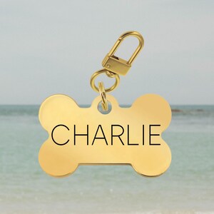 Personalized Dog Bone Tag, Microchip Dog Tag, Gold Pet Tags, Custom Dog ...