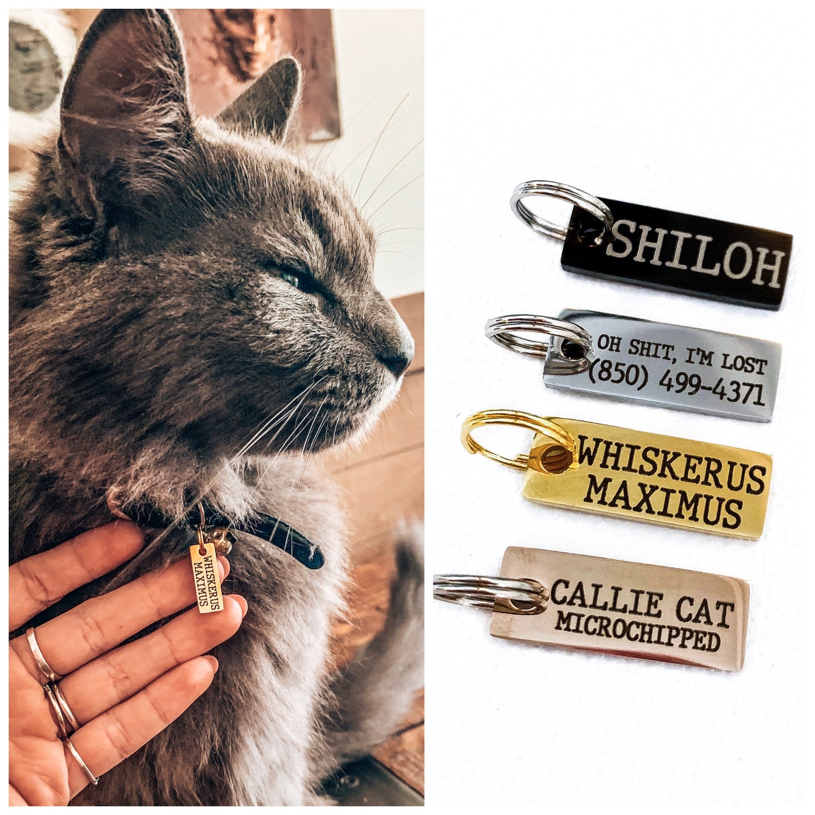 Cat Tag Dog Tag Cat ID Tag Personalized Cat Tag Dog Id - Etsy