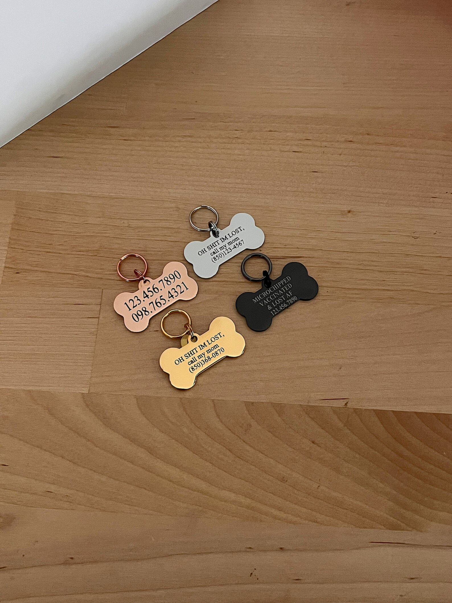 Personalized Dog Bone Tag Silver, Gold, Rose Gold or Black, Engraved ...