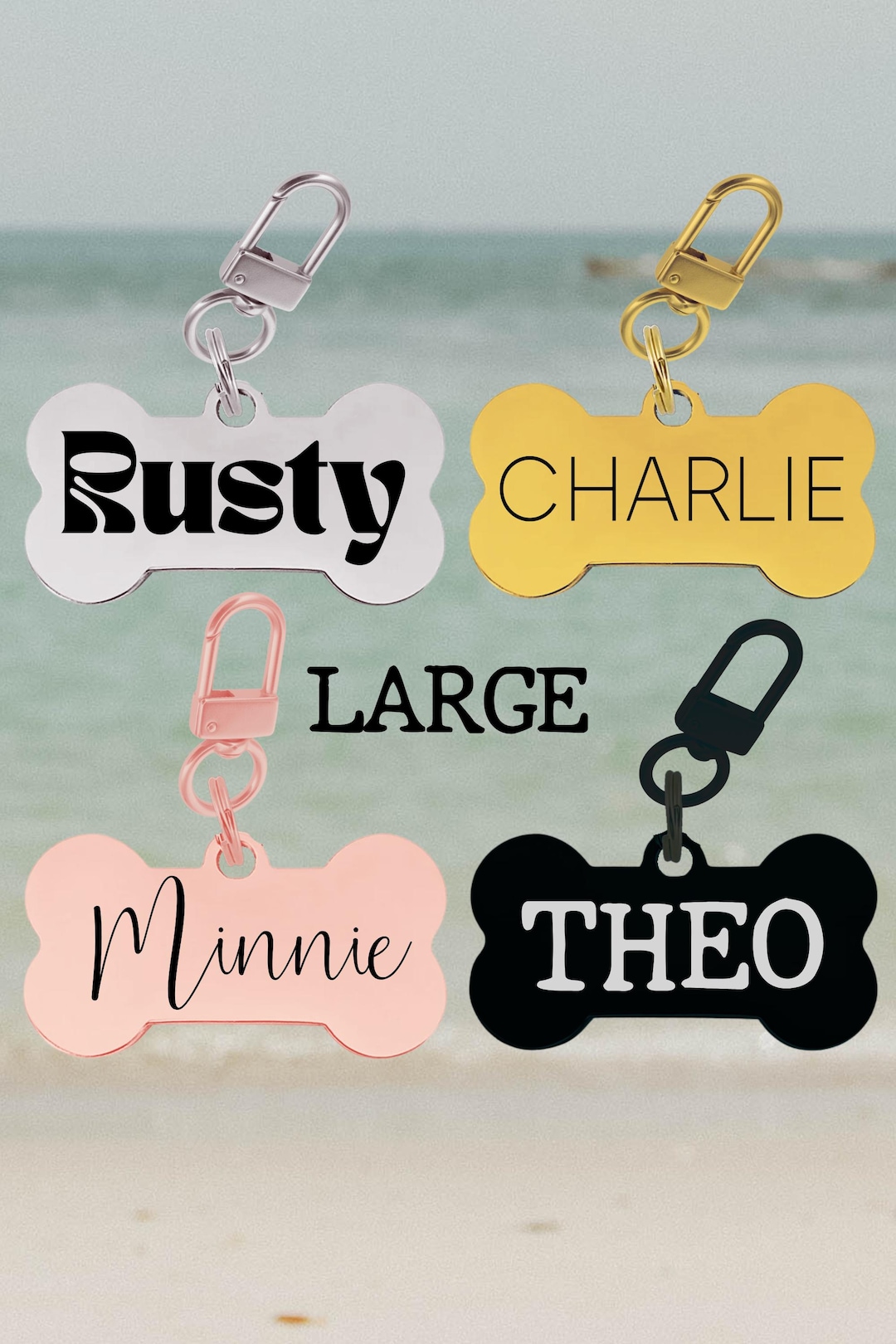 Personalized Dog Bone Tag, Microchip Dog Tag, Gold Pet Tags, Custom Dog ...