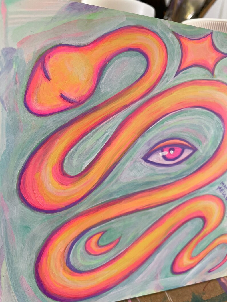 Valentine's Day Gift, Third Eye Snake, Trippy Stoner Art, Spiritual ...
