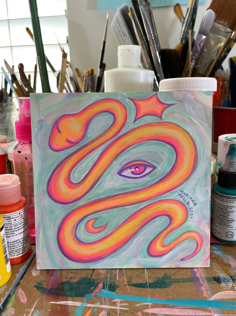 Valentine's Day Gift, Third Eye Snake, Trippy Stoner Art, Spiritual ...