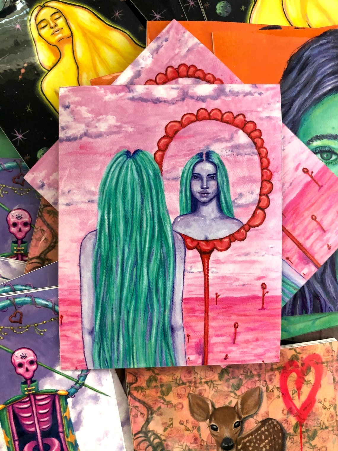 Surreal Trippy Girl Glossy Waterproof Sticker Hydroflask - Etsy