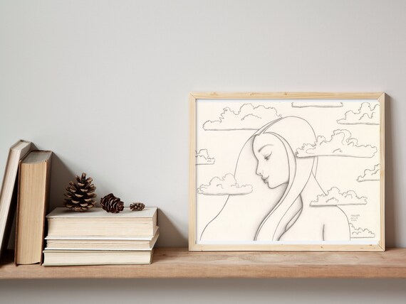 Original Pencil Drawing 9x12 of a Girl in the - Etsy