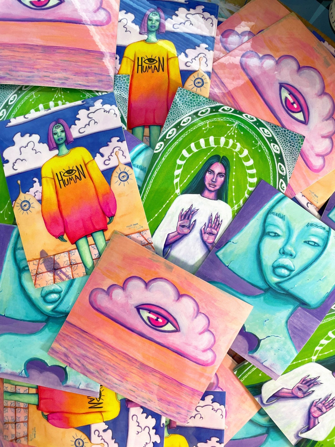 Colorful, Mystical, Alien Girls Vinyl Stickers Fro Wattle Bottles ...