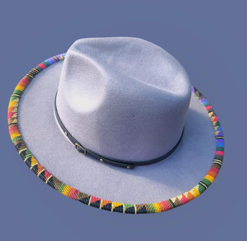 Gray Beaded Fedora Hat Rim - Etsy