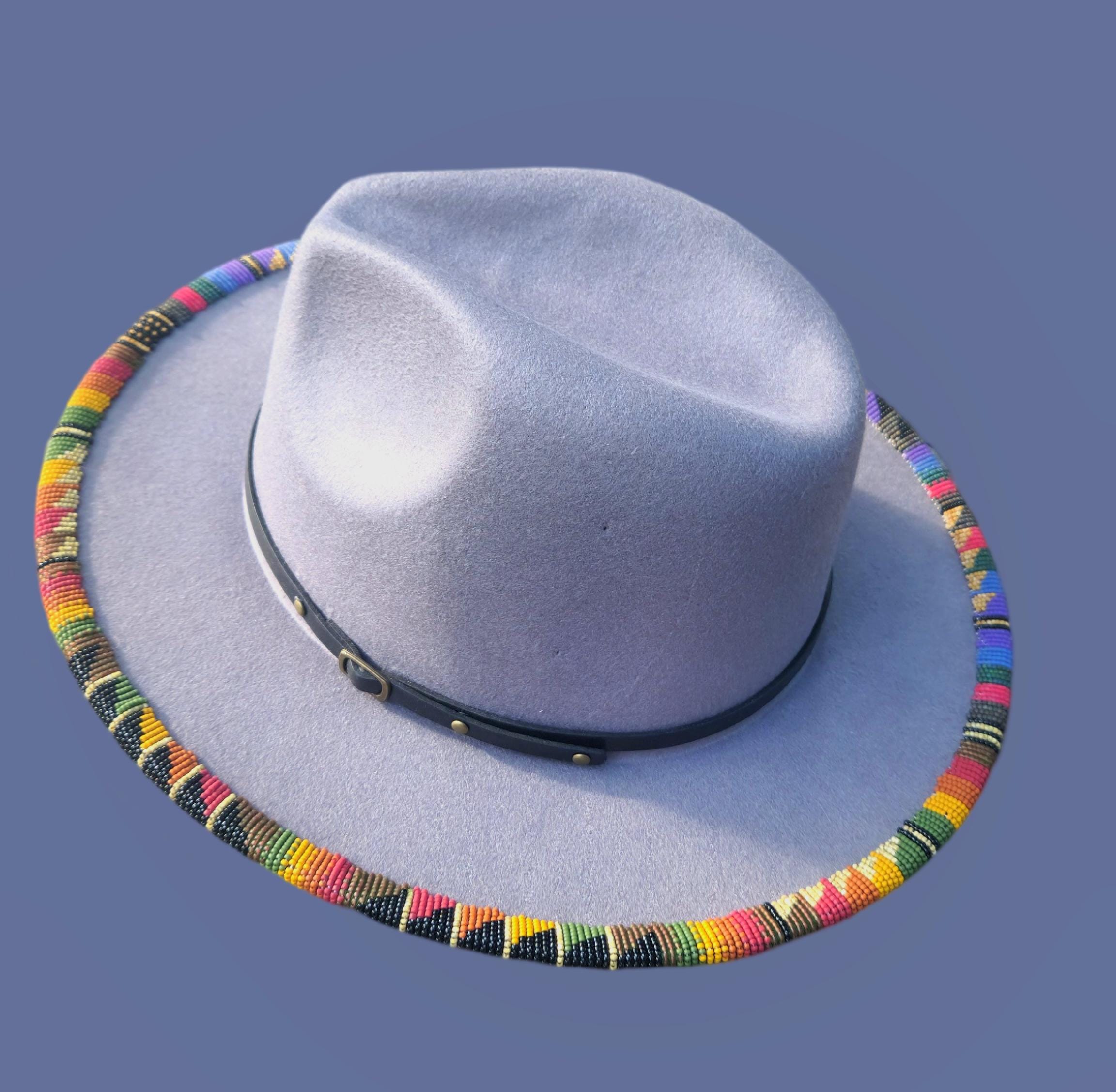 Gray Beaded Fedora Hat Rim - Etsy