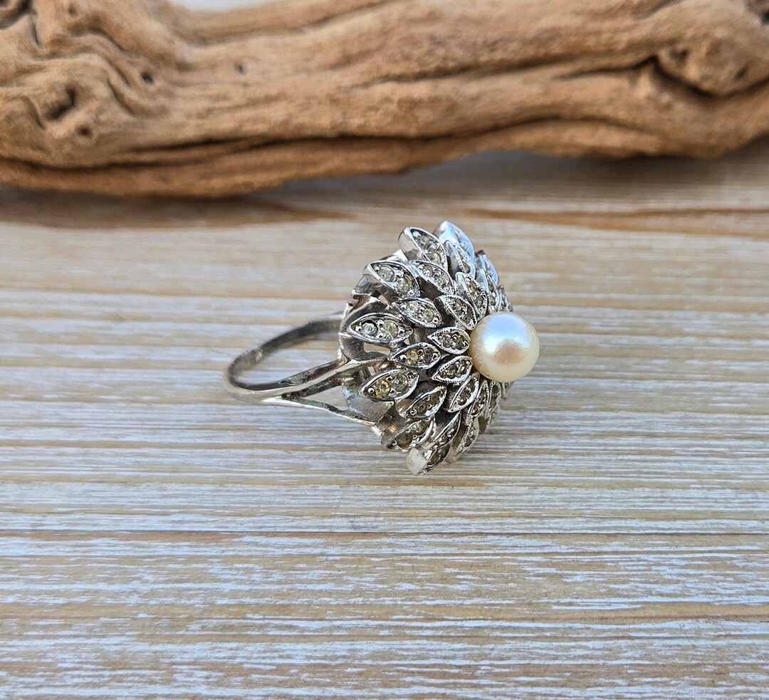 Vintage Panetta Ring, Size 6 1/2. Sterling Silver 1960s Pearl Ring ...