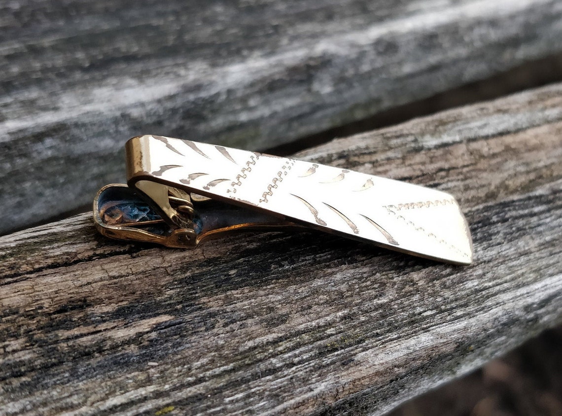 Vintage Engraved Tie Clip. 12k Gold Filled. Gift for Men, Dad, Groom ...