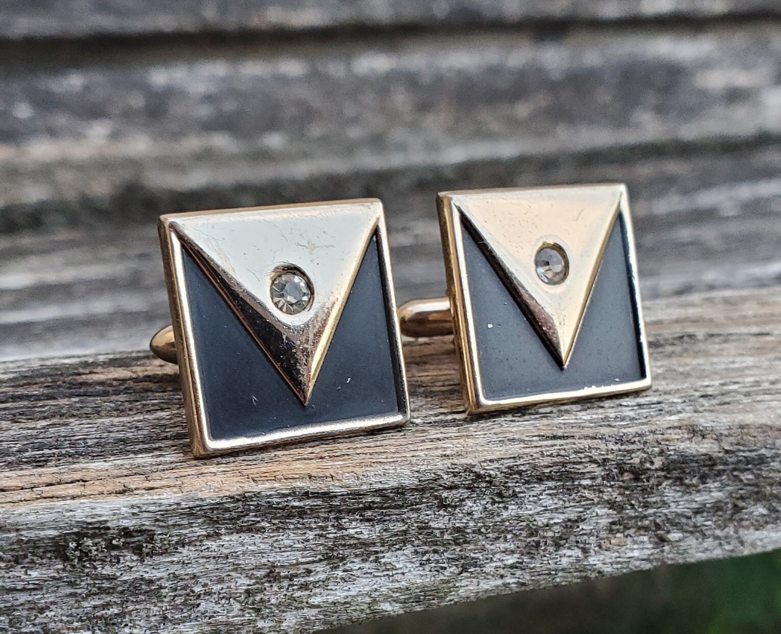 Vintage Gold Rhinestone Cufflinks. Gift For Dad Groom | Etsy