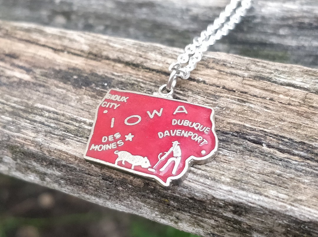 Vintage Iowa Necklace. Gift for Dad, Mom, Anniversary, Christmas ...