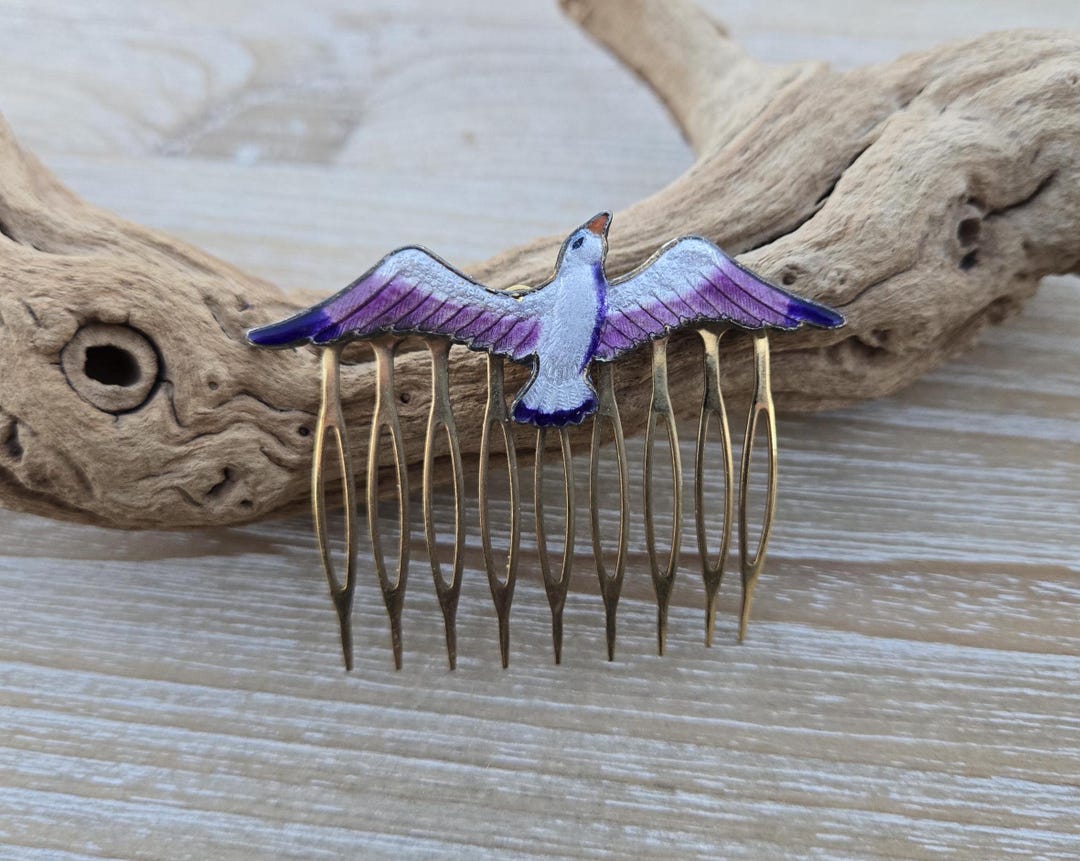 Vintage Seagull Hair Comb. Cloisonne. Wedding, Anniversary, Birthday ...