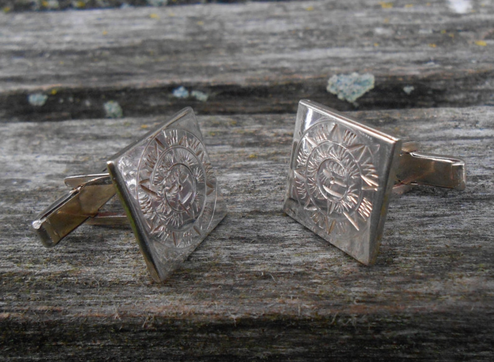 Vintage Mayan Sun Cufflinks. Sterling Silver. Gift For Groom | Etsy