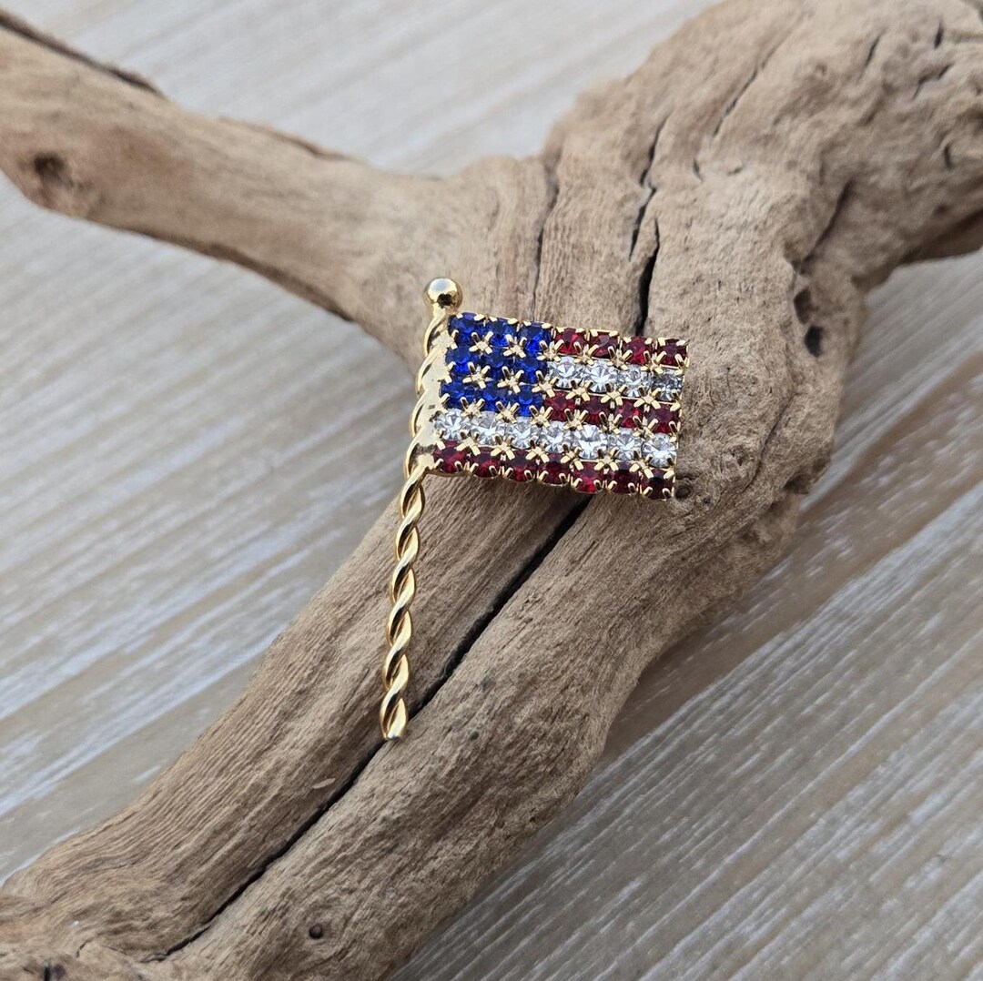 Vintage American Flag Pin. Gift for Dad, Mom, Independence Day ...