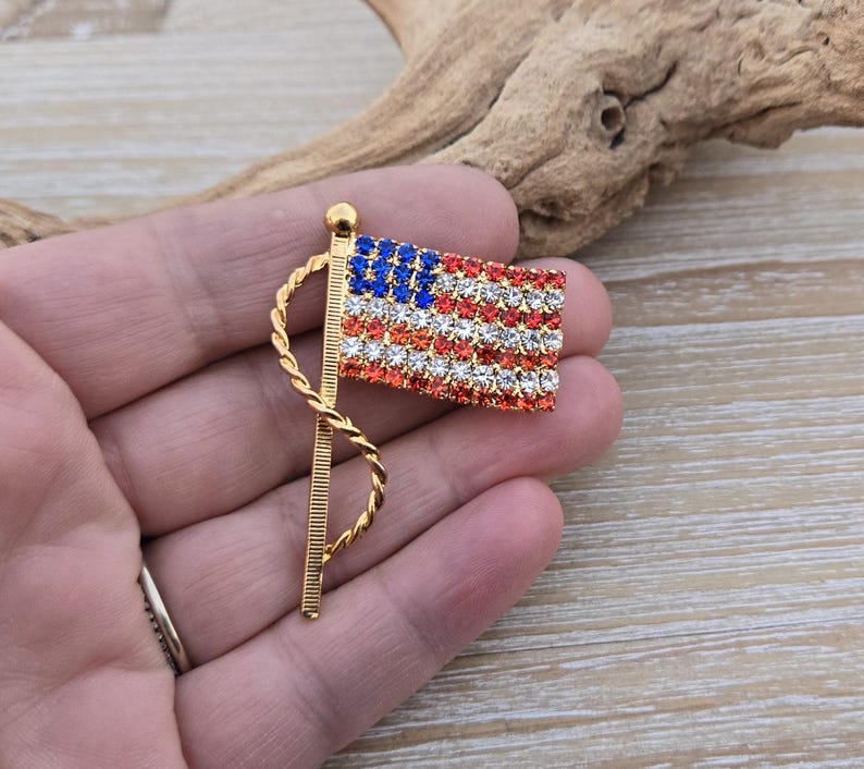 Vintage American Flag Pin. Gift for Dad, Mom, Independence Day ...