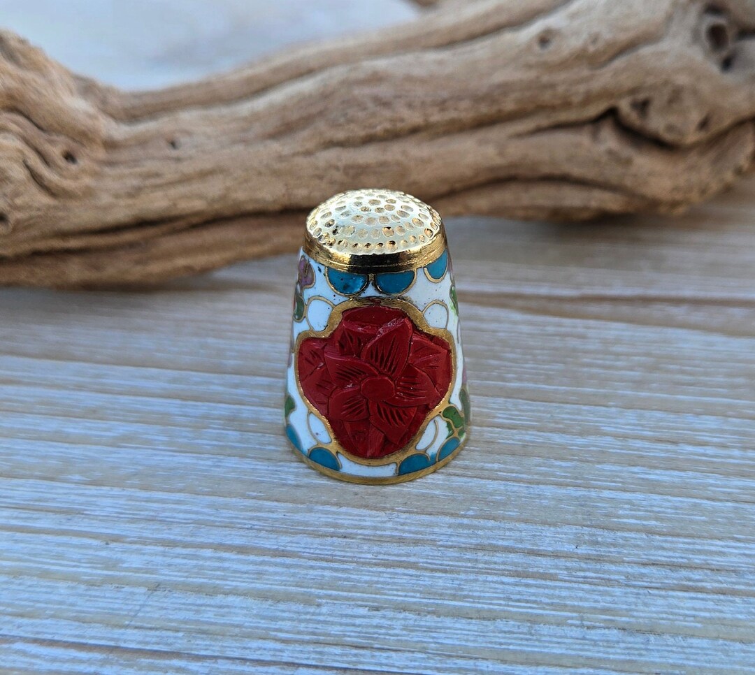 Vintage Cloisonne Thimble. Hand Carved. Gift for Mom, Anniversary ...