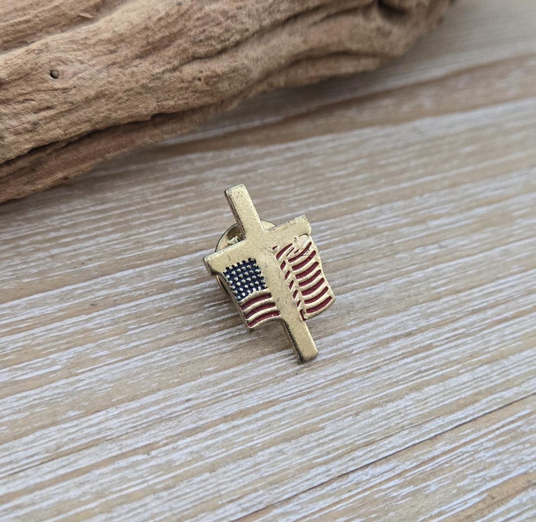 Vintage Cross Flag Pin. Gift for Him, Gift for Her, Independence Day ...