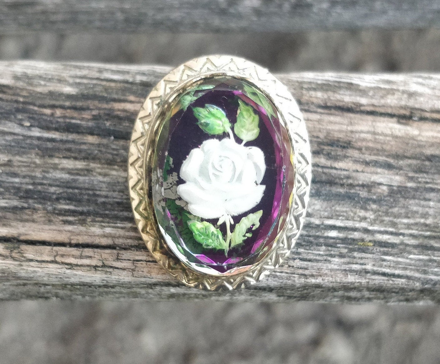 Vintage Rose Pin. Reverse Painted. Gift For Mom Sister | Etsy