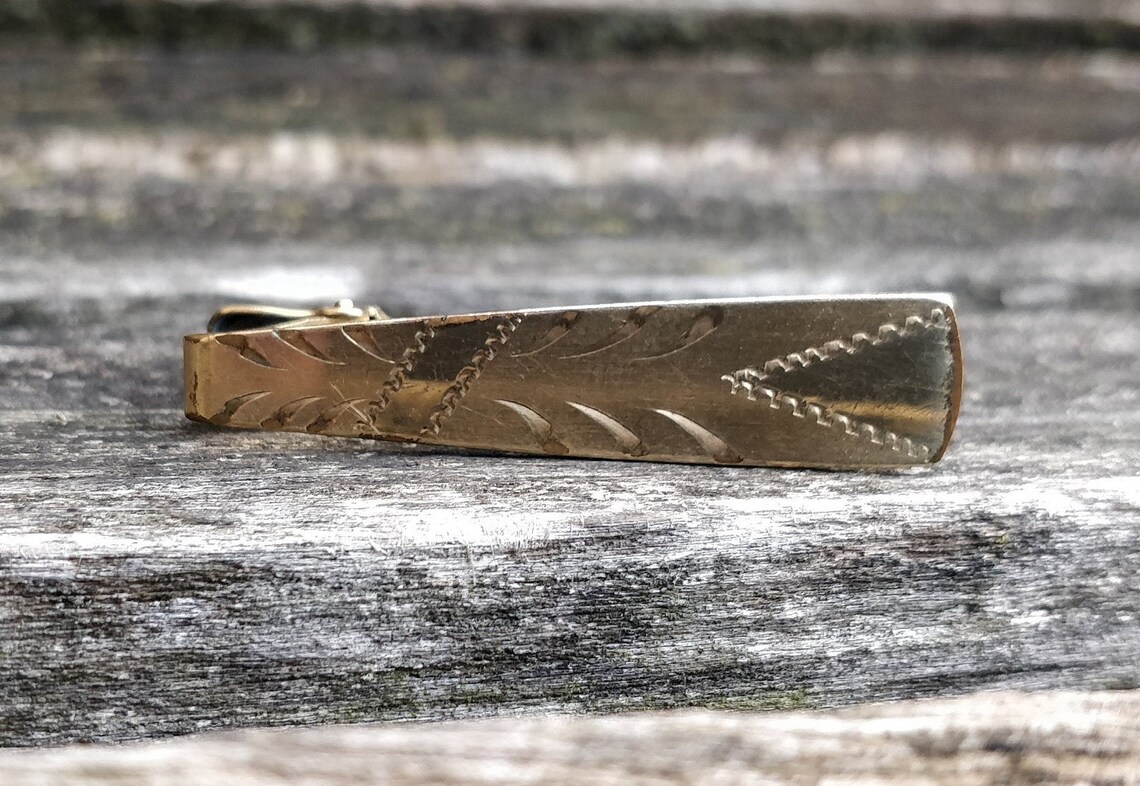 Vintage Engraved Tie Clip. 12k Gold Filled. Gift for Men, Dad, Groom ...