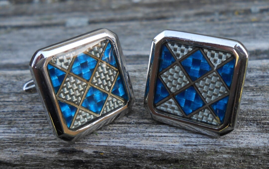 Vintage Turquoise & Silver Cufflinks. Gift for Groomsmen, Groom, Dad ...