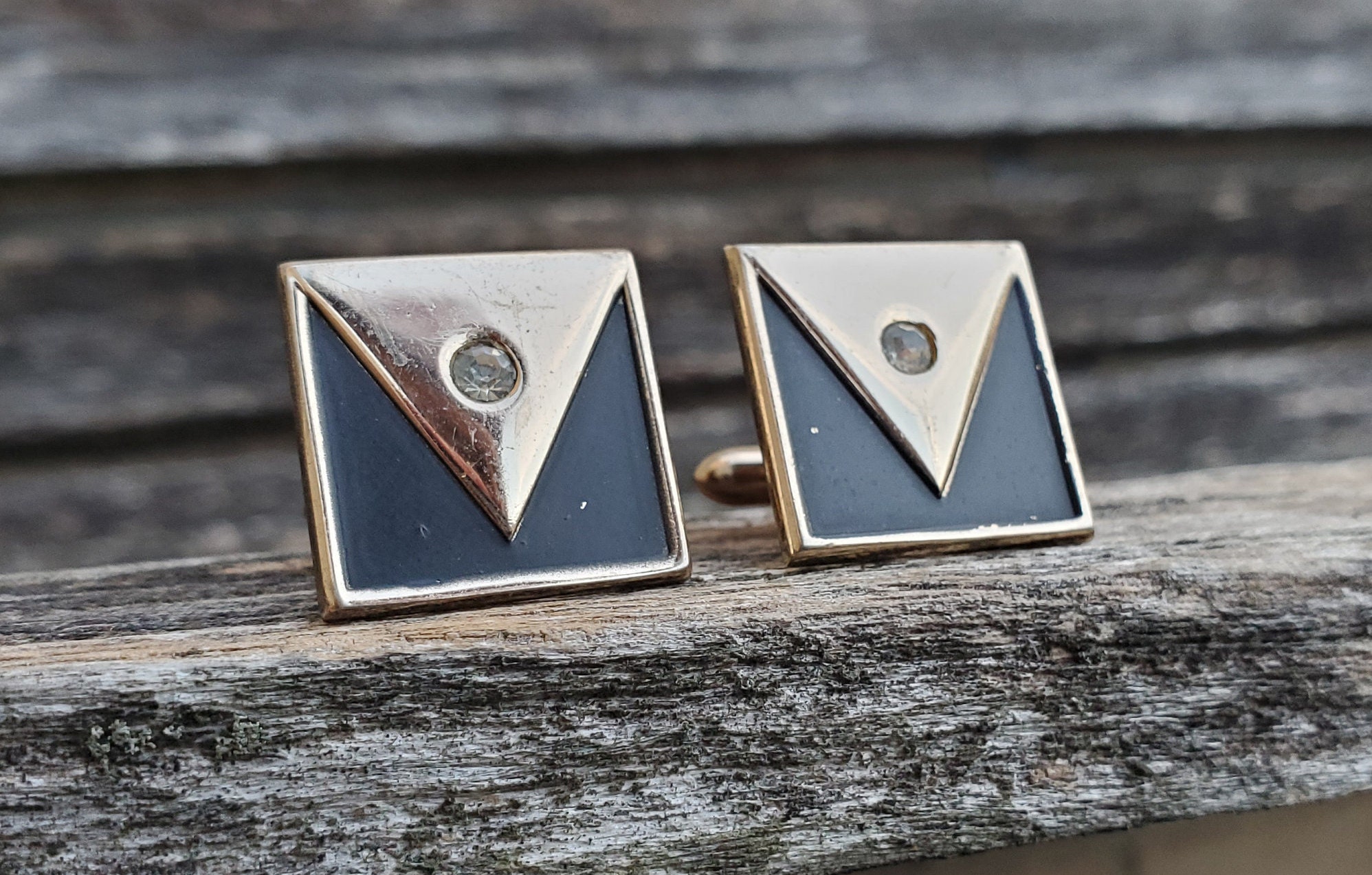 Vintage Gold Rhinestone Cufflinks. Gift For Dad Groom | Etsy