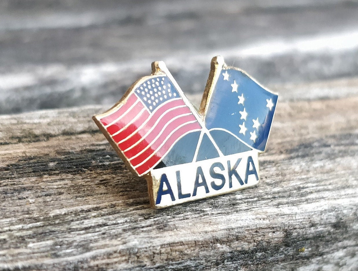 Vintage Alaska & American Flag Pin. Gift for Dad Mom | Etsy