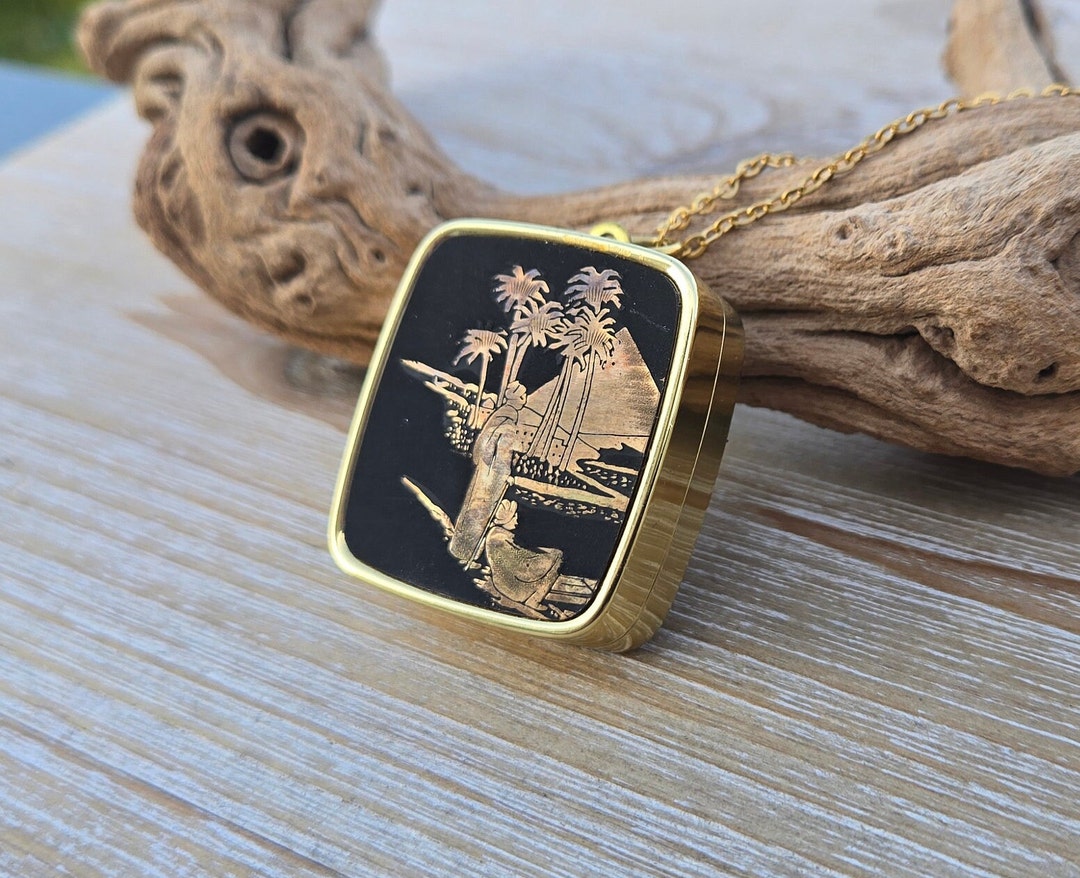 Vintage Music Box Necklace. Plays La Paloma. Damascene. Gift for Mom ...
