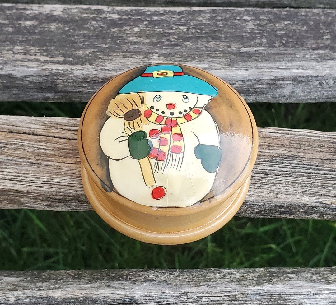Vintage Snowman Trinket Box. Wood Trinket Box. Jewelry Box. Gift for ...