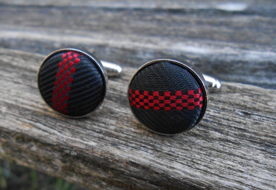 Vintage Red & Black Checkered Cufflinks. Gift for Dad, Groom, Groomsmen ...