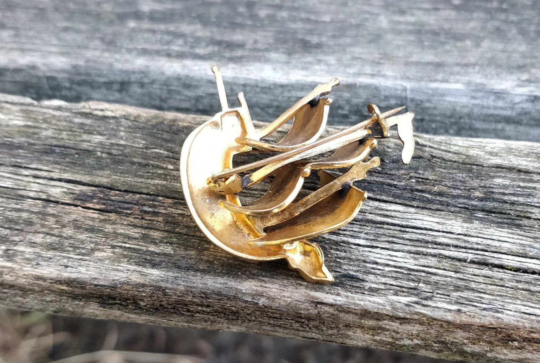 Vintage Damascene Ship Pin. Gift for Her. Schooner Sailboat - Etsy