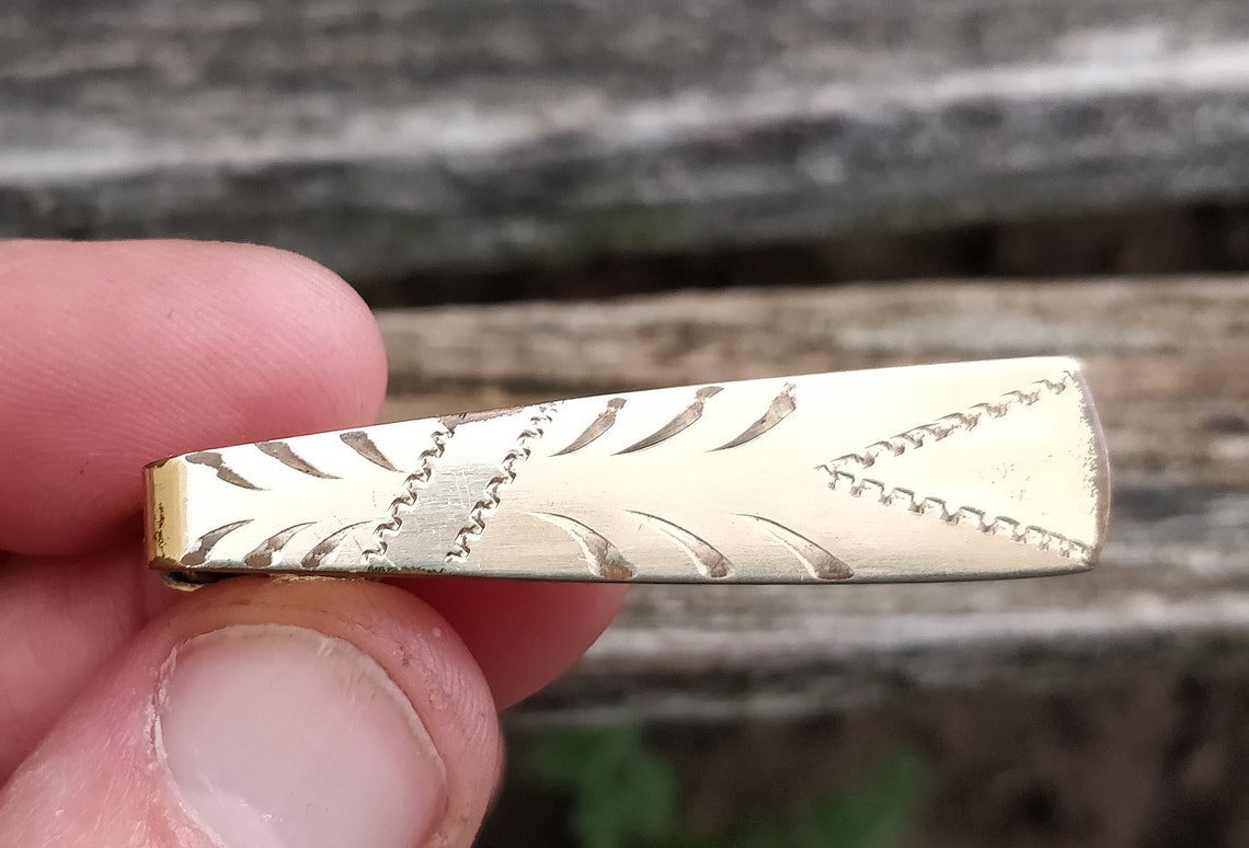 Vintage Engraved Tie Clip. 12k Gold Filled. Gift for Men, Dad, Groom ...