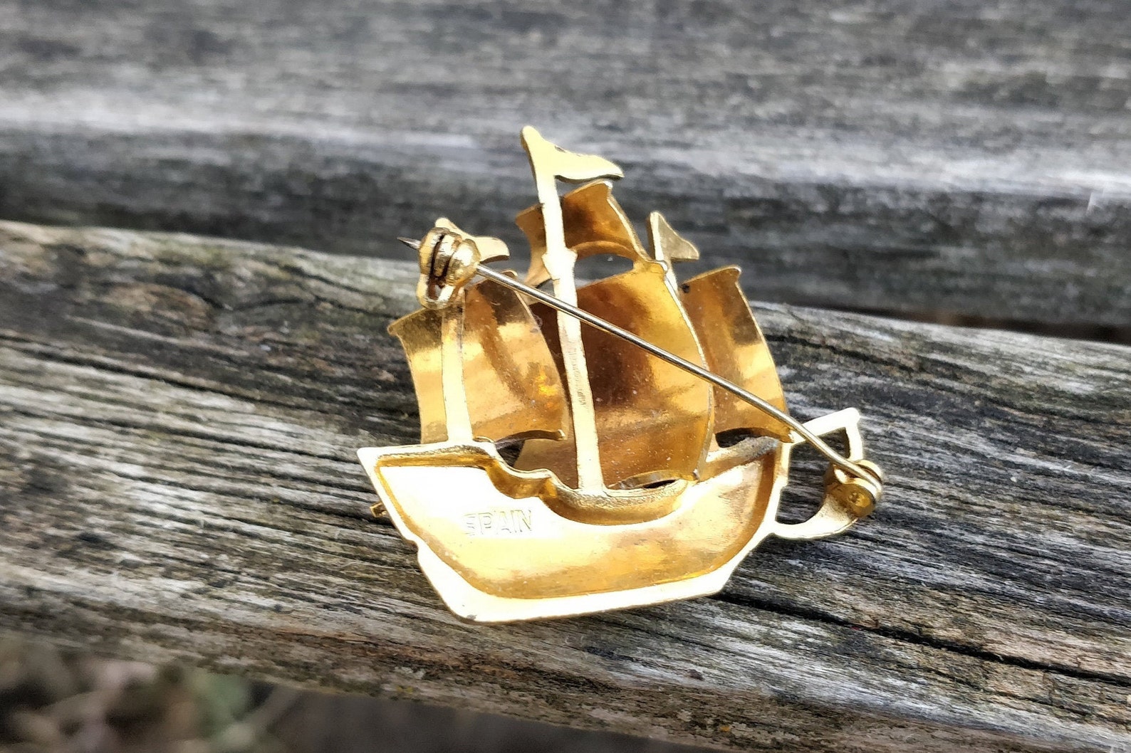 Vintage Damascene Ship Pin. 1960s. Gifts for Women Schooner | Etsy