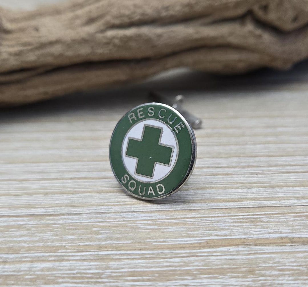 Vintage Rescue Squad Pin. Green & White Enamel. EMT, Firefighter ...