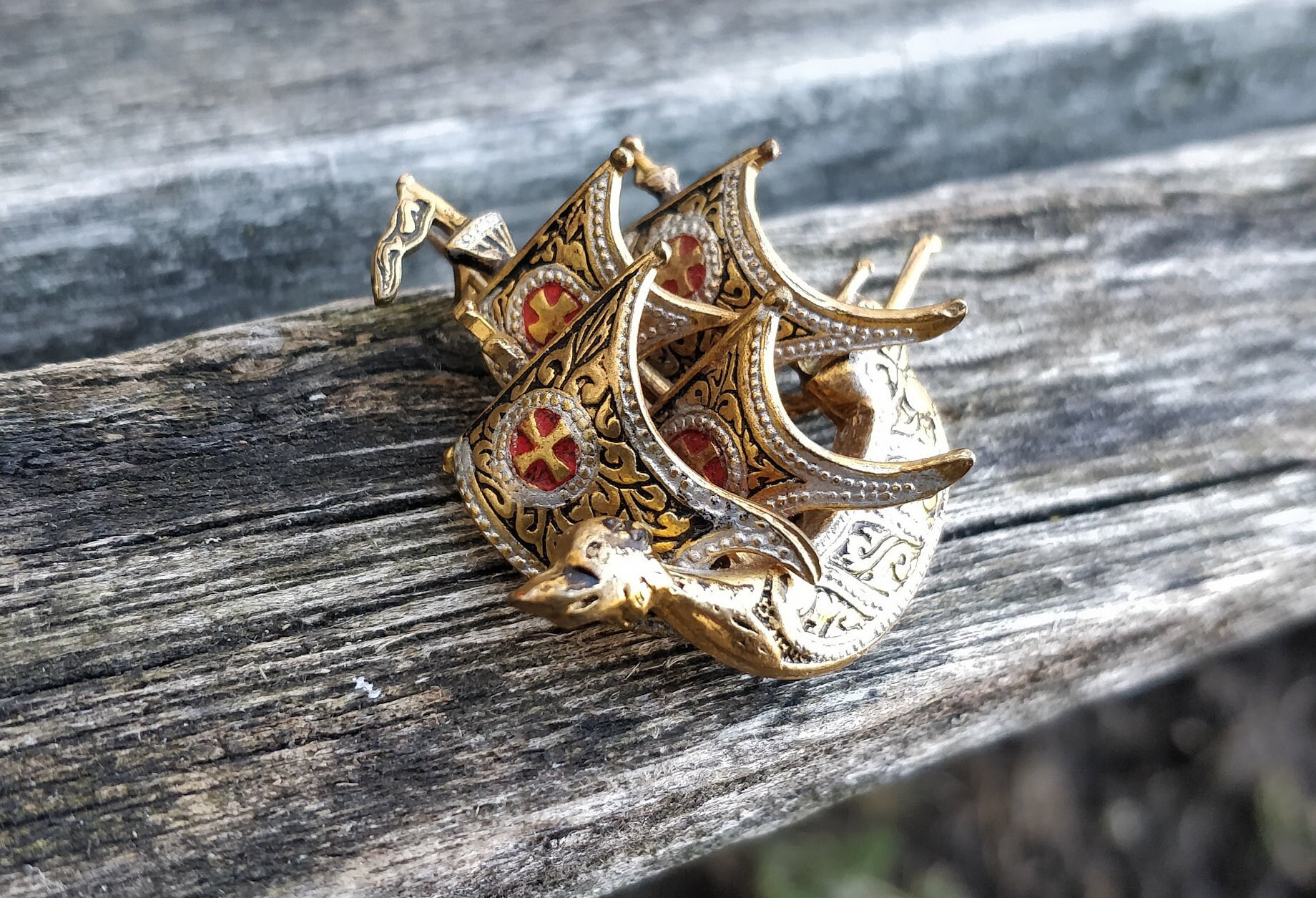 Vintage Damascene Ship Pin. Gift for Her. Schooner Sailboat - Etsy