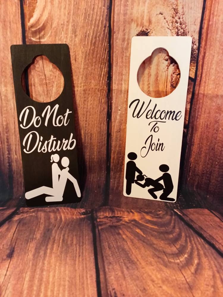 Do Not Disturb Welcome To Join Doublesided Door Hanger Threesome Freaky