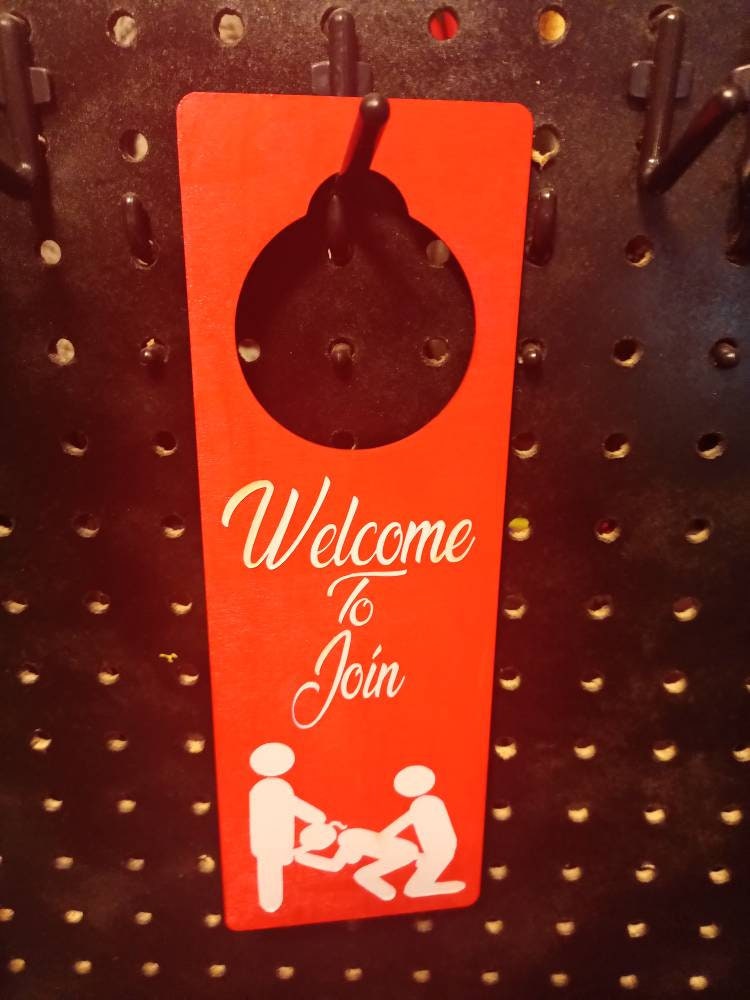 Do Not Disturb Welcome To Join Doublesided Door Hanger Threesome Freaky