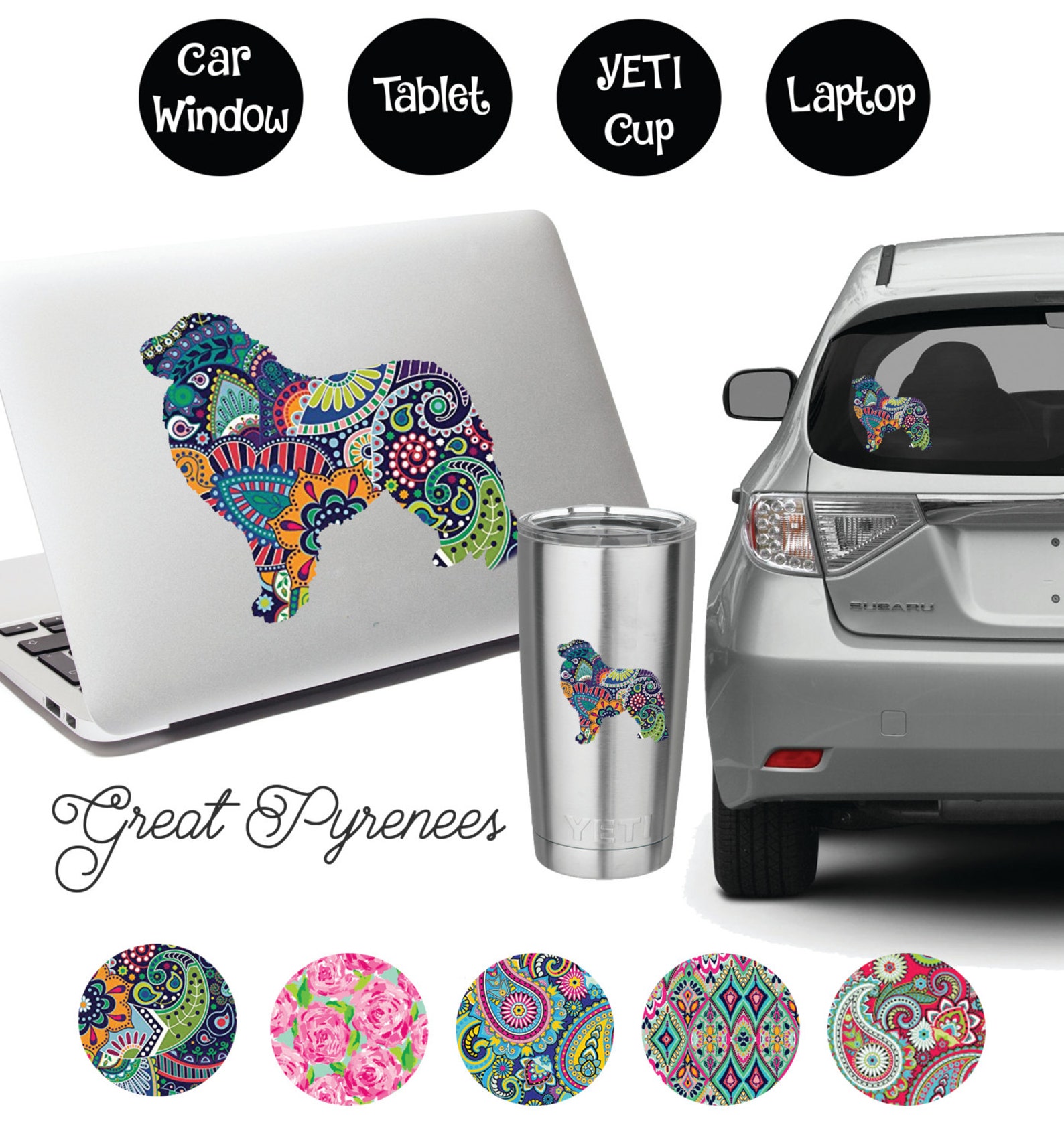 Great Pyrenees Decal - Personalized Dog Car, Laptop Sticker - Etsy