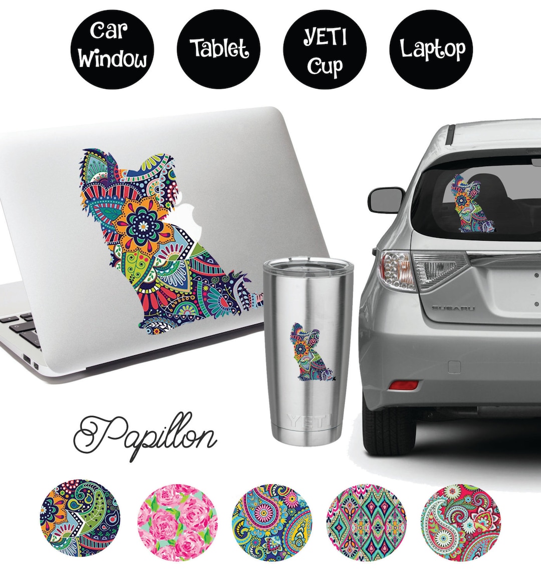 Papillon Dog Decal, Colorful Car Window, Laptop Sticker - Etsy