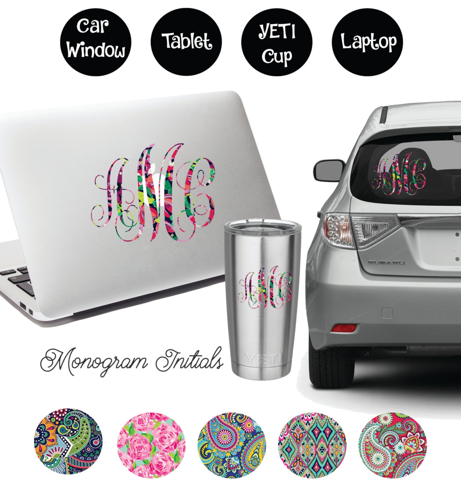 Monogram Initial Decal - Etsy