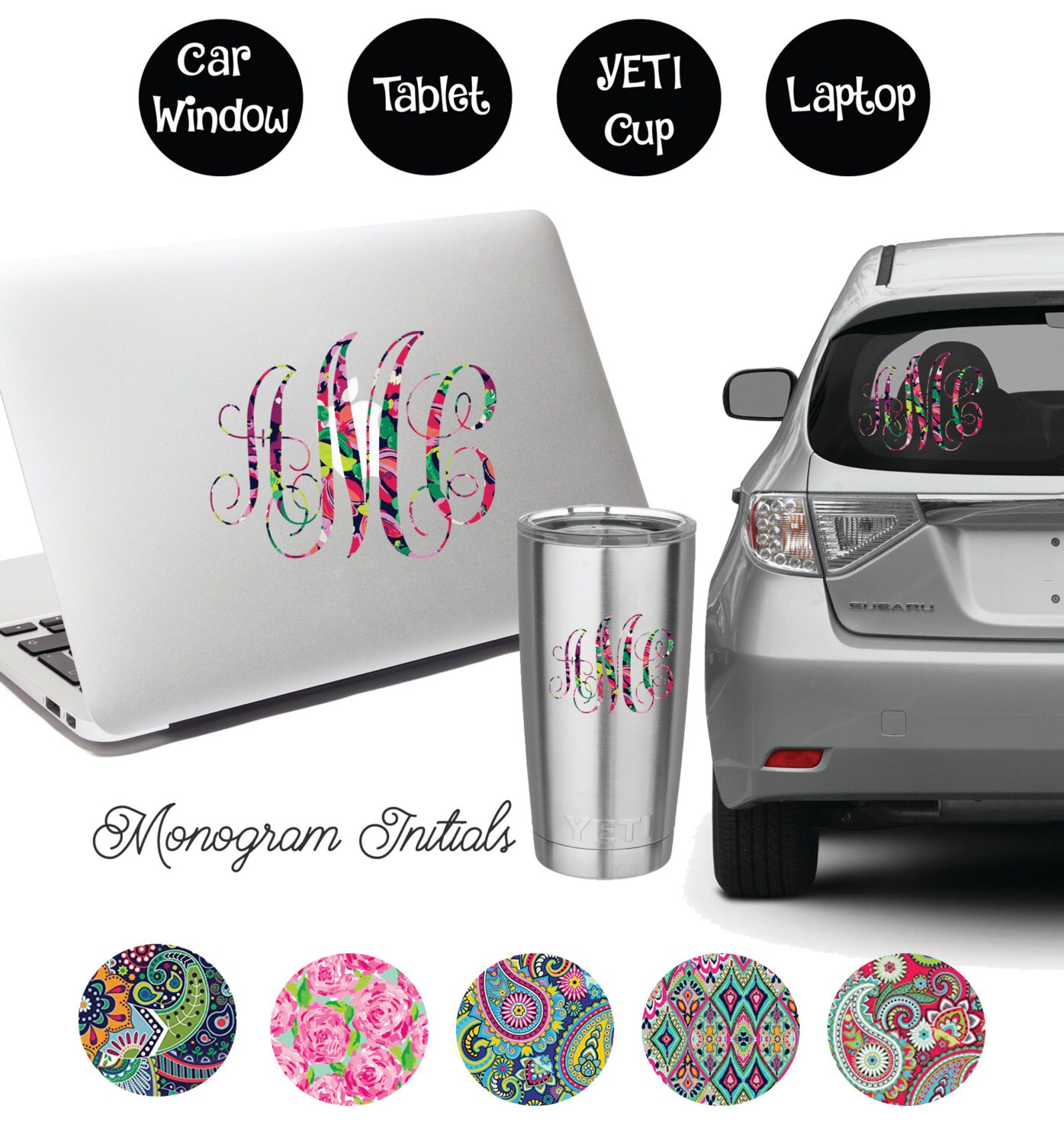 Monogram Initial Decal - Etsy