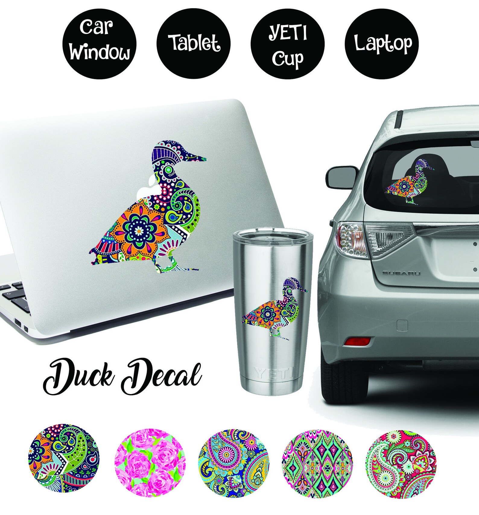 Duck Decal, Colorful Vinyl Sticker for Laptop, Car, Tumbler - Etsy