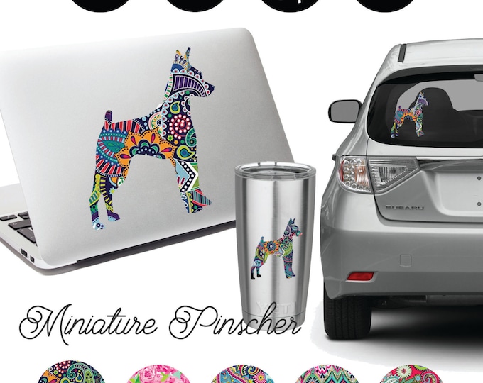 Min Pin Dog Silhouette Decal, DIY Miniature Pinscher Decal, DIY New ...