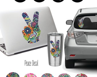 Floral Peace Sign Decal Peace Decal Flower Peace Decal - Etsy