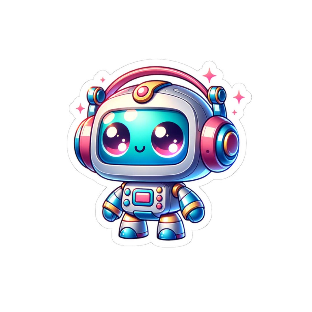 Cute Robot Kiss-cut Stickers | Whimsical Decor for Laptops, Journals ...