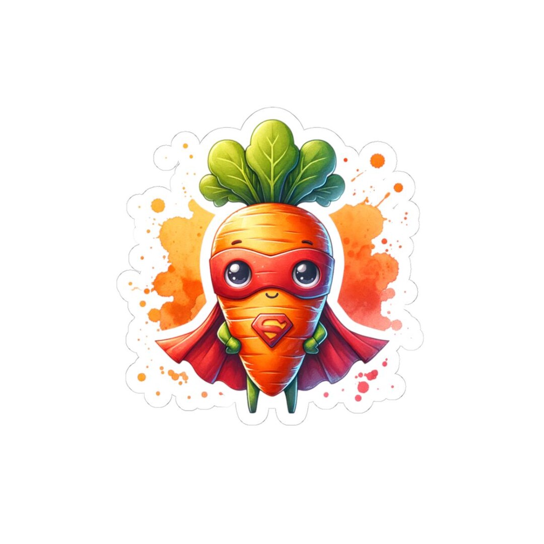 Superhero Carrot Kiss-cut Stickers, Fun Decor, Kids Gift, Laptop ...