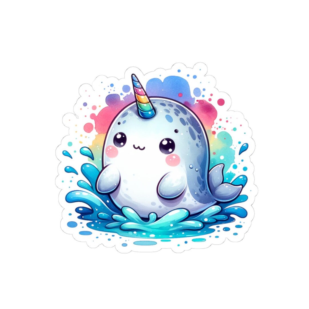 Adorable Narwhal Kiss-cut Stickers, Cute Whale Decals for Laptops ...