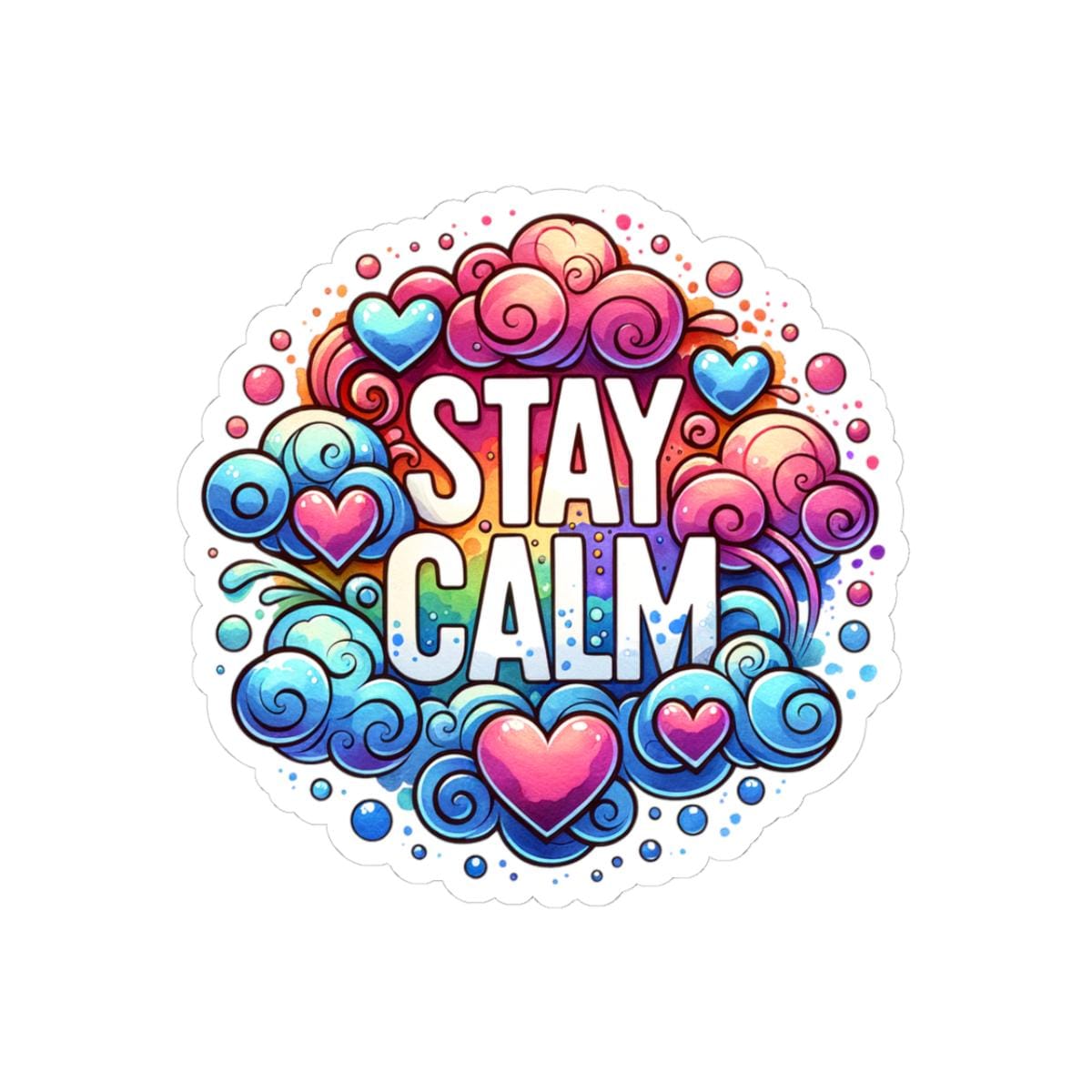 Stay Calm Kiss-cut Stickers, Colorful Laptop Decal, Inspirational Decor ...